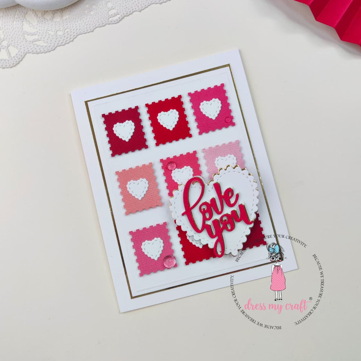 Love You Patchwork Heart Card – CRAFTERS CORNER