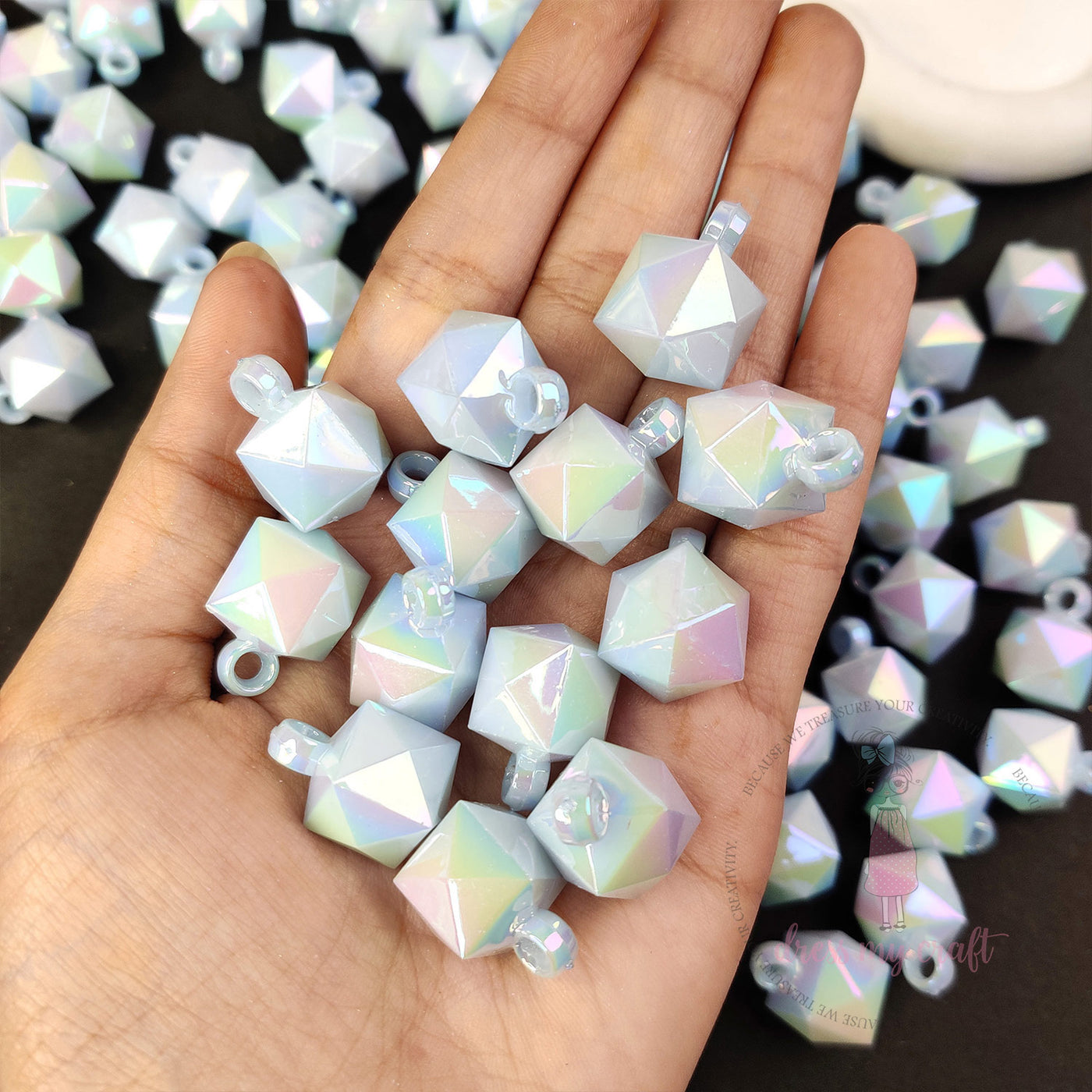 Baby Blue Holographic Diamond Beads with Loop – CRAFTERS CORNER