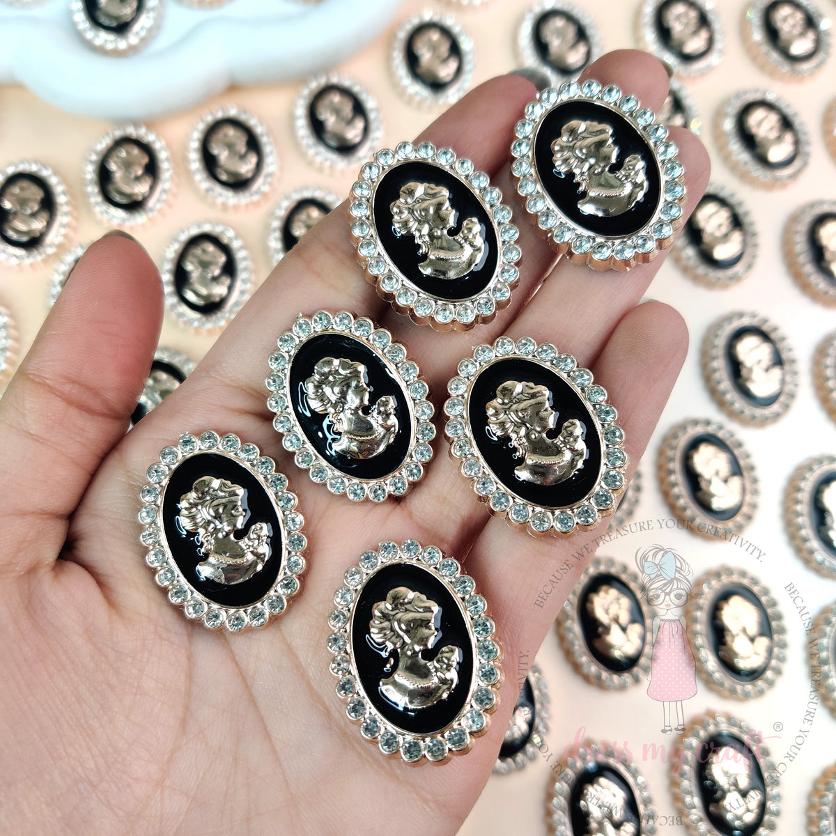 Victorian Lady Flat Back Charms – Black – CRAFTERS CORNER