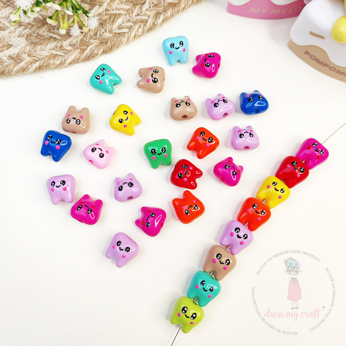 Multicolor Hand Painted Tooth Beads – CRAFTERS CORNER