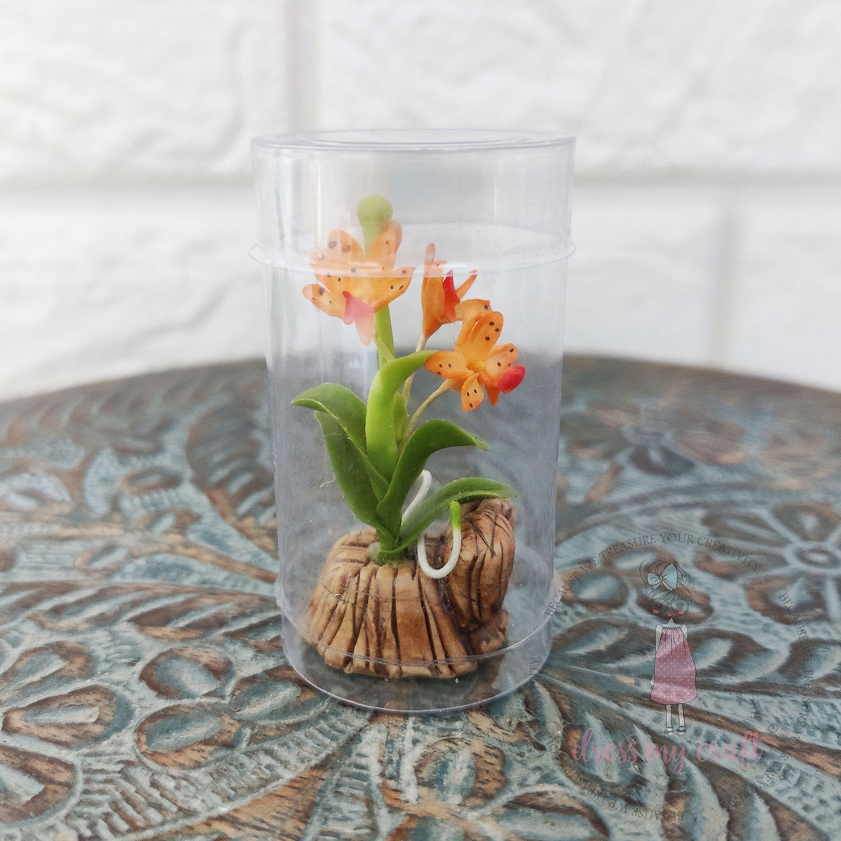 Miniature Cattleya Orchid Bunch - Orange With Pot & Box – CRAFTERS CORNER